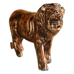 Wooden Growling Lion - Safari Art House Ltd